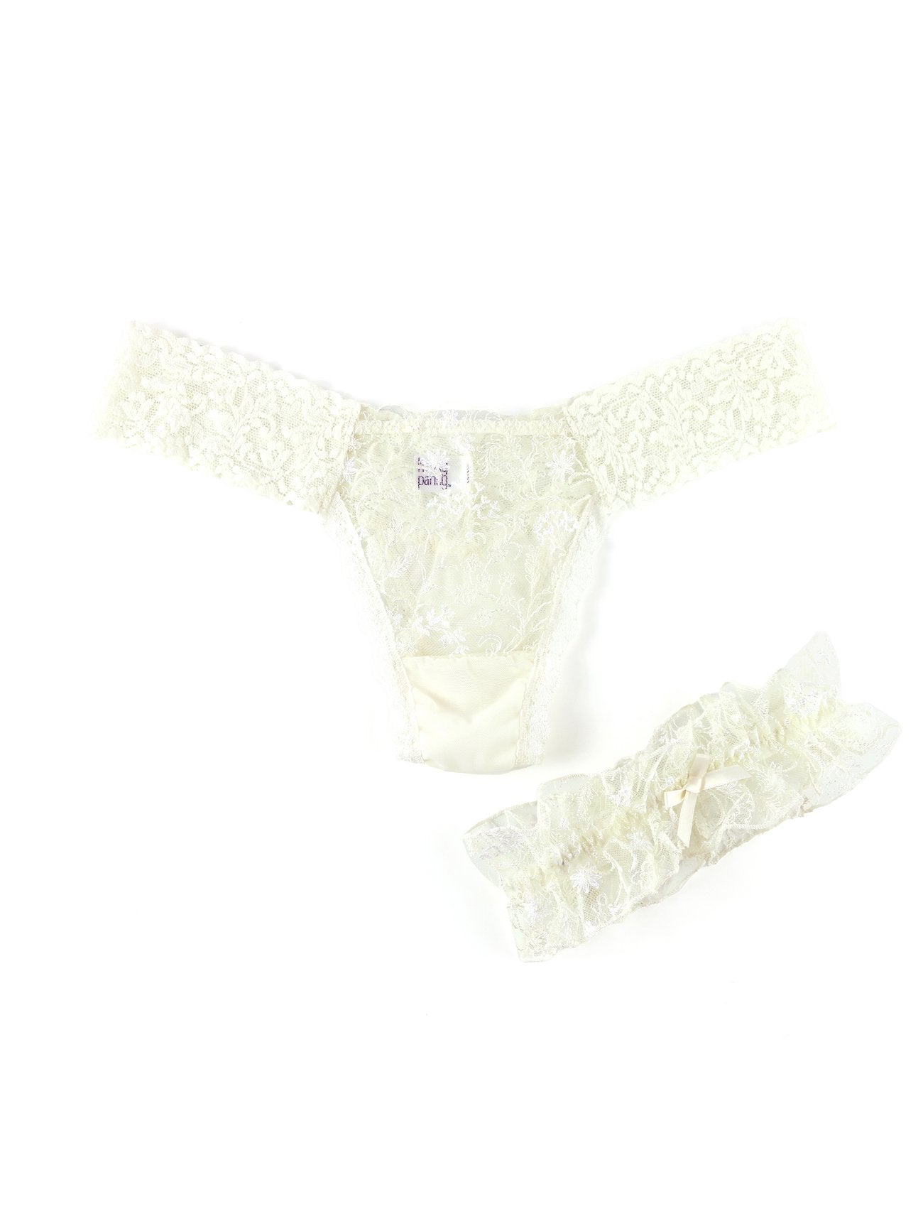 Bridal Spray Low Rise Thong & Garter In Ivory by Hanky Panky – My Bare ...